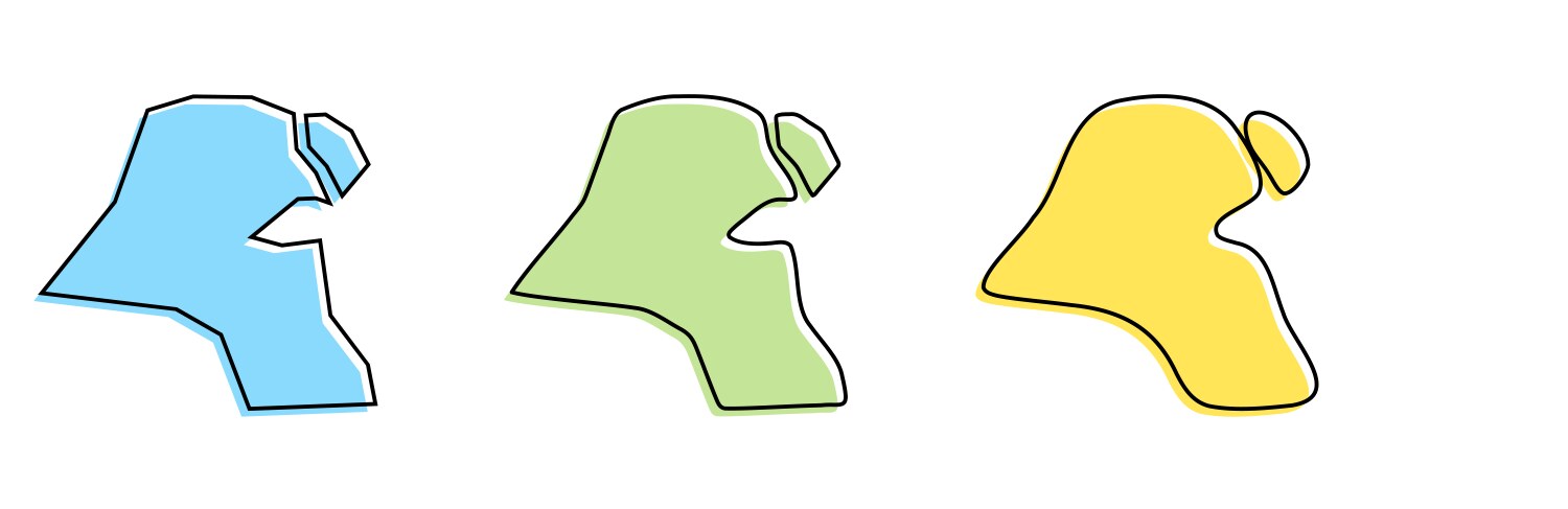 Kuwait country map in three levels Royalty Free Vector Image