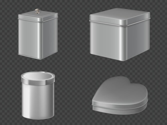 Black tin boxes for tea coffee or candies Vector Image