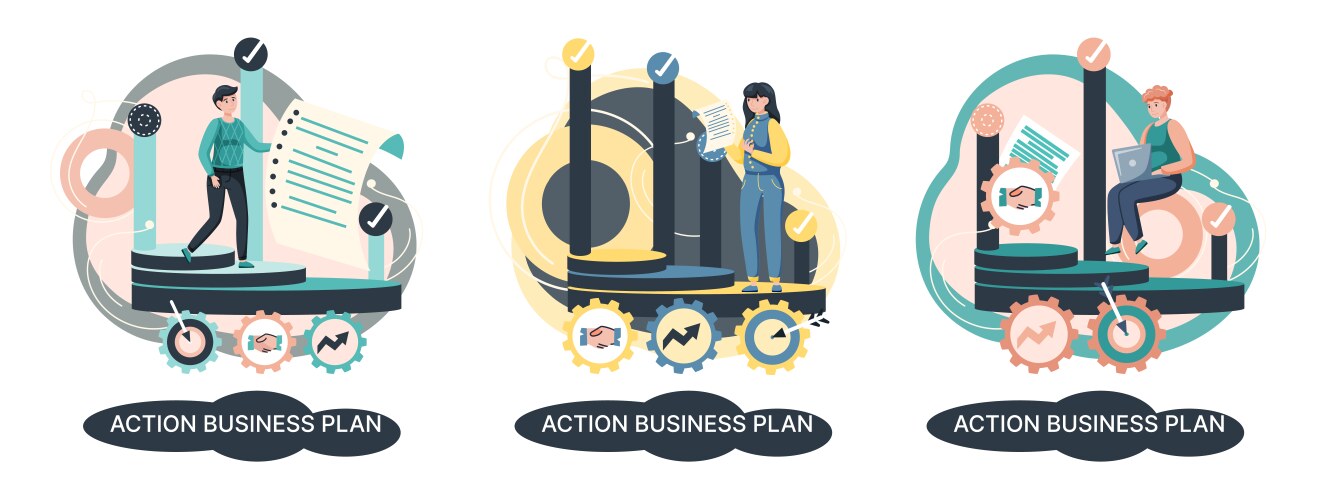 Action business plan development strategies Vector Image