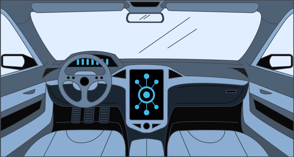 Inside car driver view with rudder dashboard Vector Image