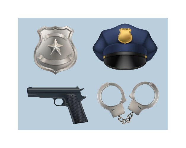 Police items realistic equipment from Royalty Free Vector