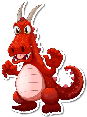 Little red dragon cartoon character funny animal Vector Image