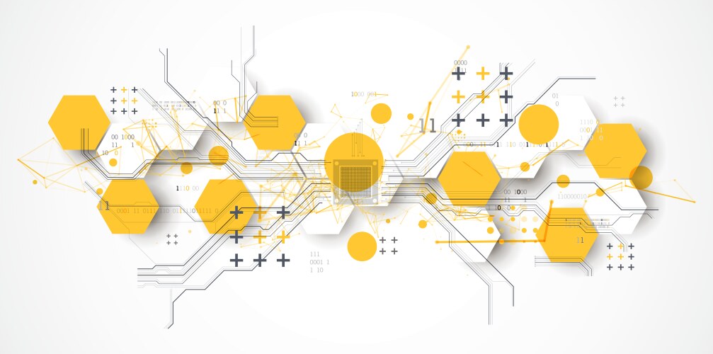 Abstract Circuit Board Background With Hexagons Vector Image