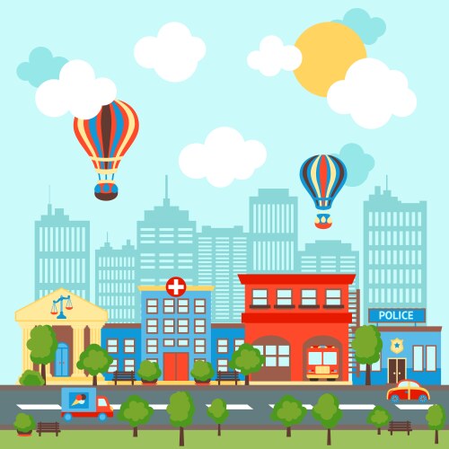 Cute city design elements Royalty Free Vector Image