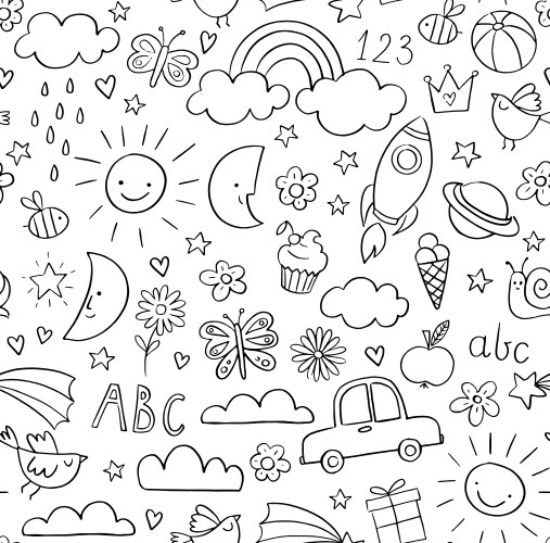 Simple kids doodle Royalty Free Vector Image - VectorStock