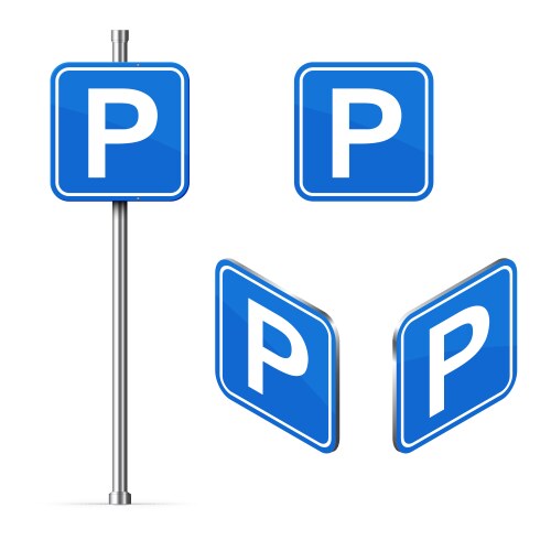 Blue parking sign on Royalty Free Vector Image