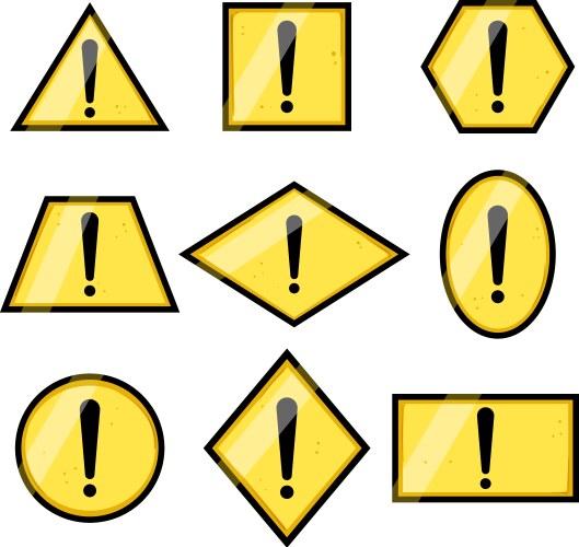 Caution yellow warning sign cartoon Royalty Free Vector