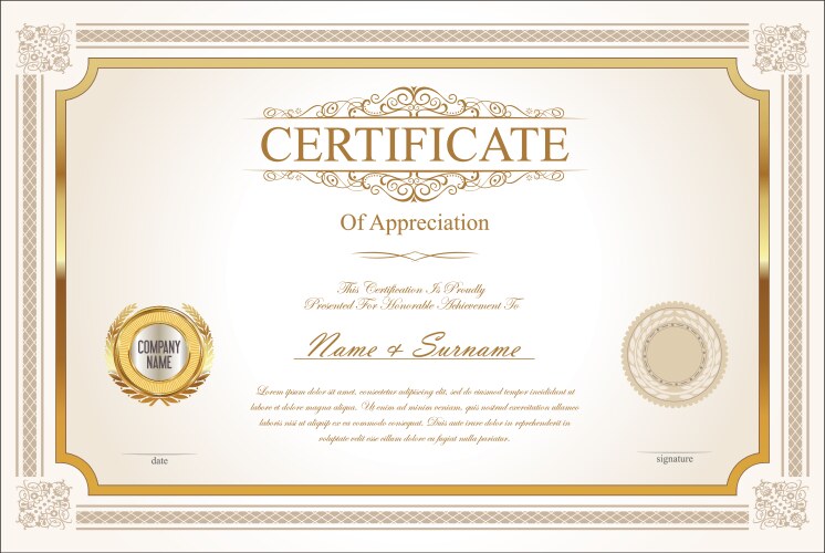 Blank certificate frame set Royalty Free Vector Image