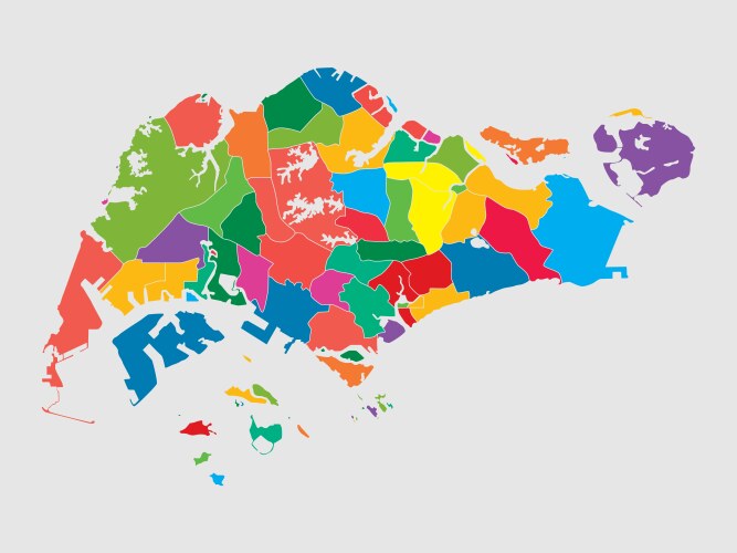 Singapore map and landmarks with people Royalty Free Vector