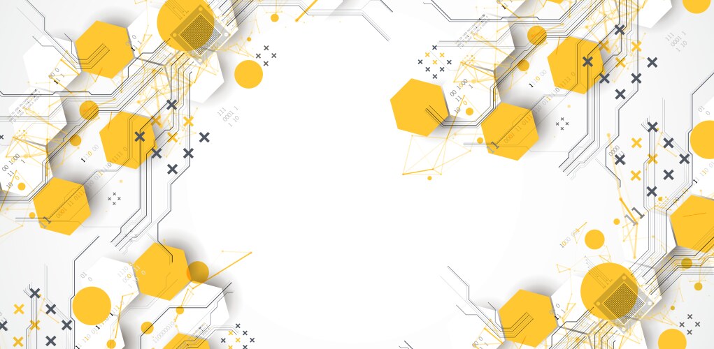 Abstract Circuit Board Background With Hexagons Vector Image