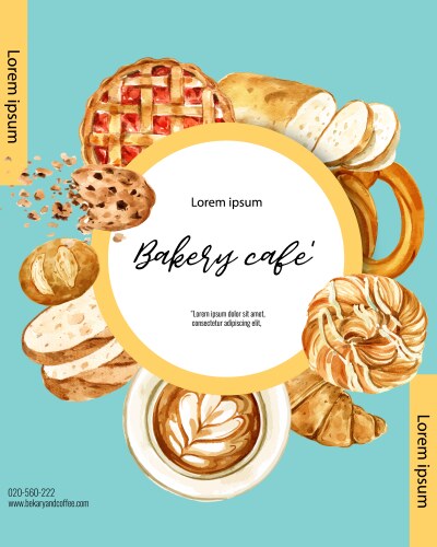 Bakery gift voucher template bread and bun Vector Image