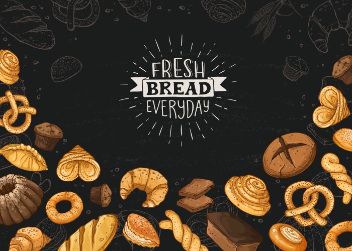 Fresh bread circle poster Royalty Free Vector Image