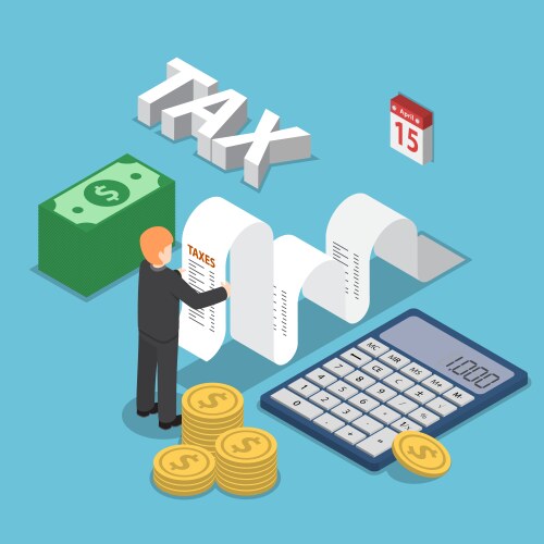 Tax law flat isometric concept Royalty Free Vector Image