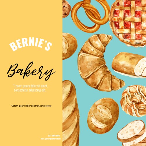 Bakery gift voucher template bread and bun Vector Image