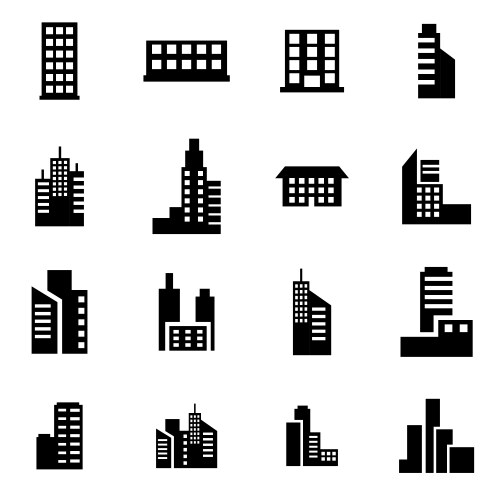 Government public building icons set Royalty Free Vector