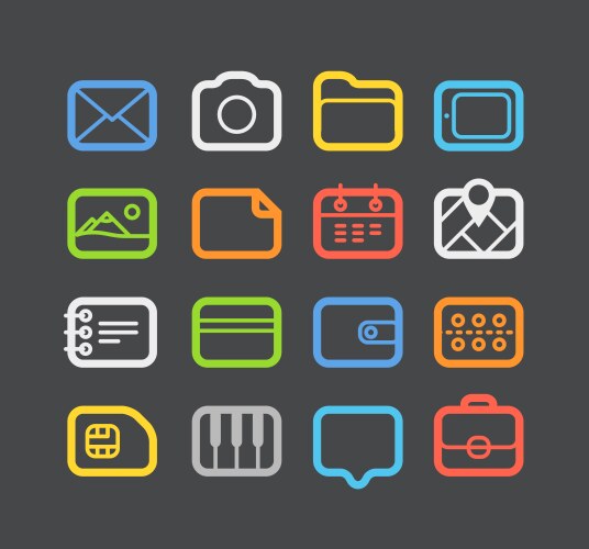Work folder icons set simple style Royalty Free Vector Image