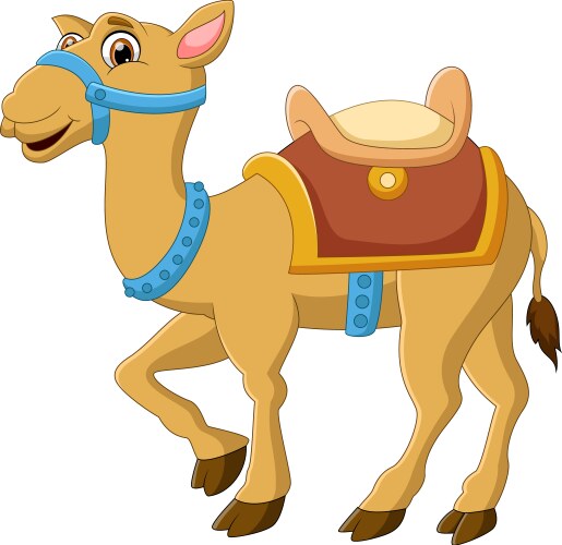 Cute camel stands in a cartoon style Royalty Free Vector