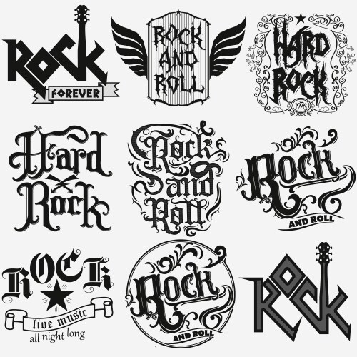 Rock music - graphic icon set design elements Vector Image