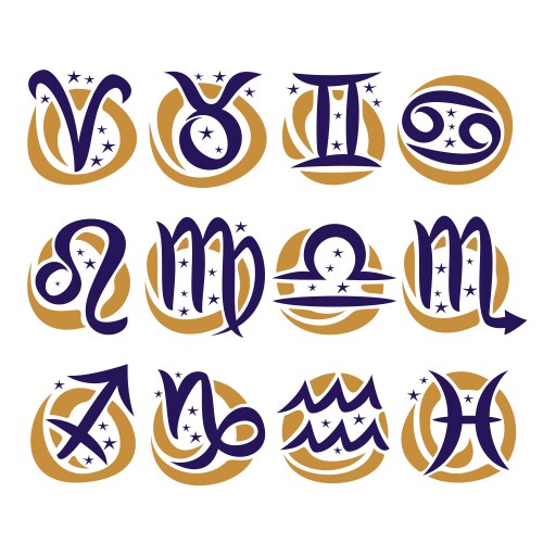 Zodiac signs for astrology simple set of outline Vector Image
