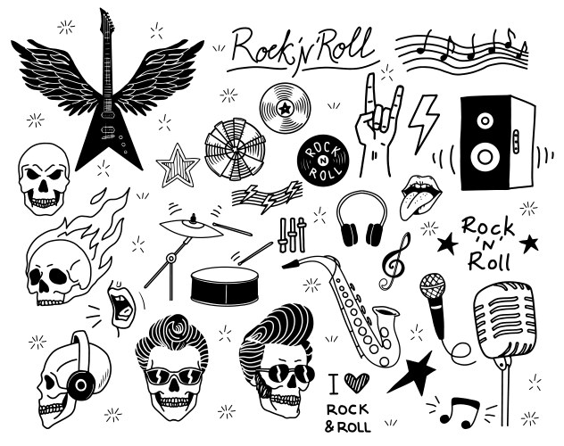 Black and white tattoo set Royalty Free Vector Image