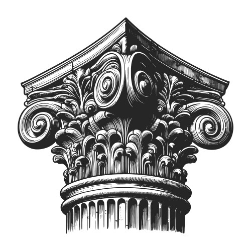 Column capital engraving Royalty Free Vector Image