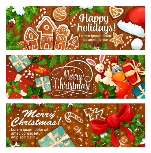 Merry christmas invitation party poster banner Vector Image