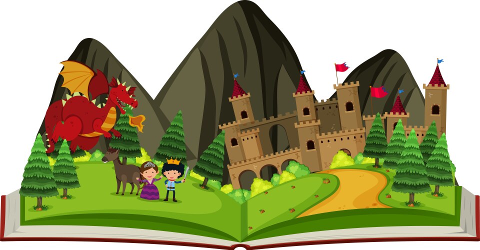 Castle in the storybook Royalty Free Vector Image