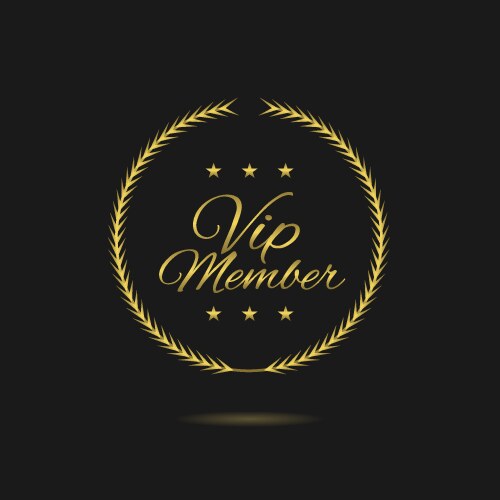 Vip member golden laurel wreath label set Vector Image