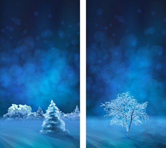 Watercolor winter landscape Royalty Free Vector Image