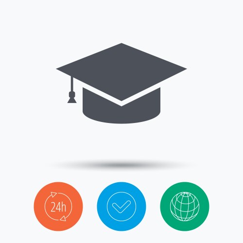 Education icon graduation cap sign Royalty Free Vector Image