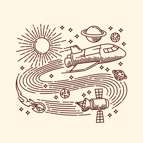 Flying adventure line Royalty Free Vector Image