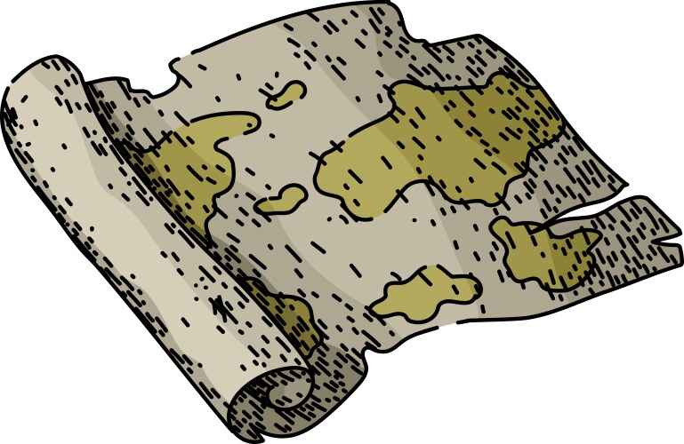 Cartography old map sketch hand drawn Royalty Free Vector