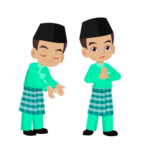 Cute malay boy in traditional costume Royalty Free Vector