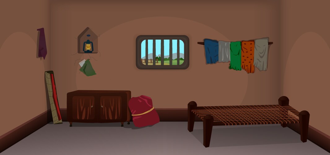 Village room inside cartoon background Royalty Free Vector