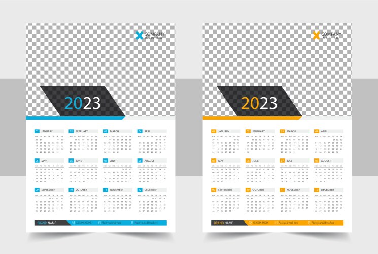 2023 calendar template design Royalty Free Vector Image