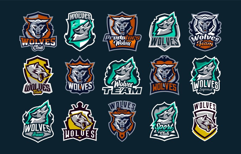 Mega set of esports and sports logos logo emblems Vector Image