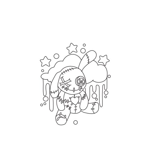 Cute creepy kawaii coloring page Royalty Free Vector Image