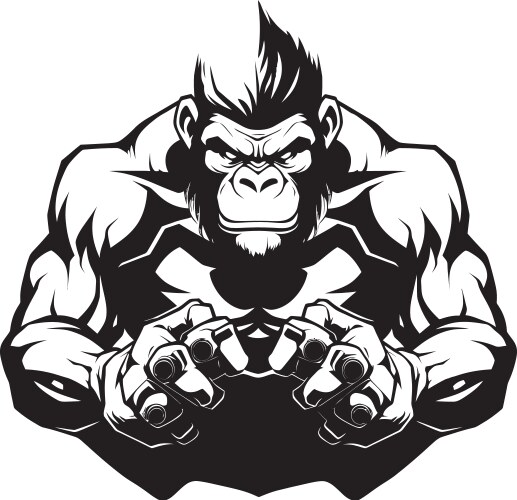 Gamepad gladiator primate emblem strong arm Vector Image