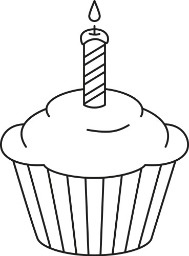 Line art black and white birthday cake Royalty Free Vector