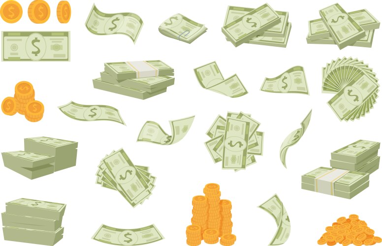 Money realistic investment cash dollars banknotes Vector Image