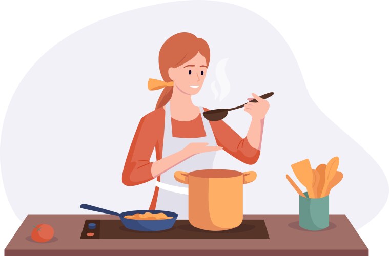 Woman Cooking Clipart Vector Illustration Woman Cooking Stock