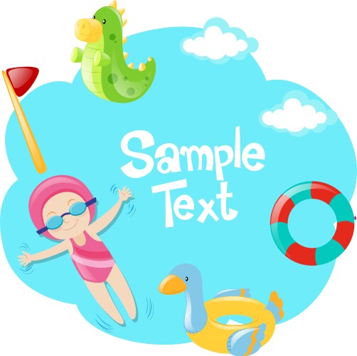 Swimming pool female girl broad-brim hat swim ring