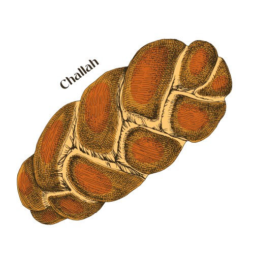 Sweet braided bread isolated sketch Royalty Free Vector