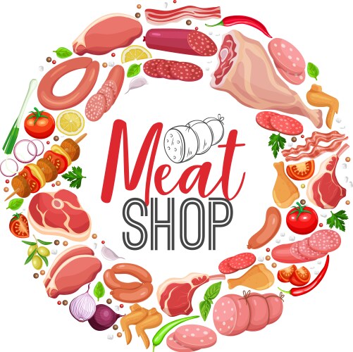 Seamless border template meat products Royalty Free Vector