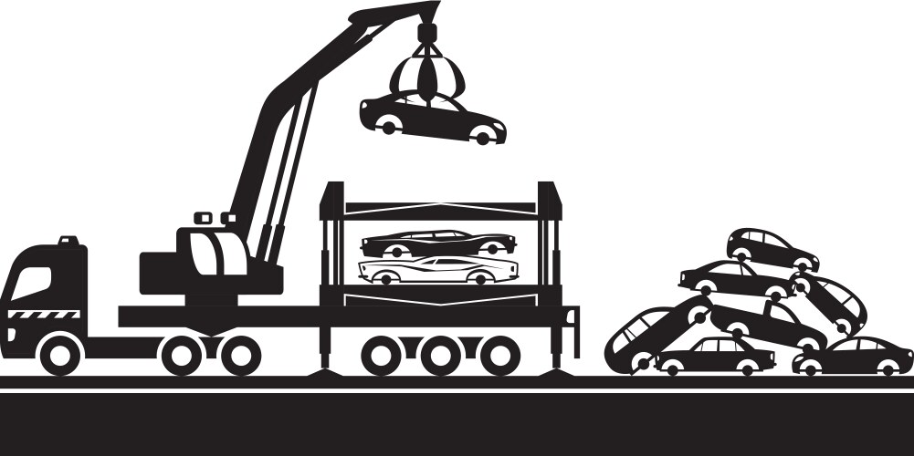 Junkyard scrap metal steel car junk yard Vector Image