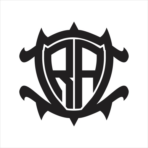 Ra logo monogram with shield shape isolated Vector Image