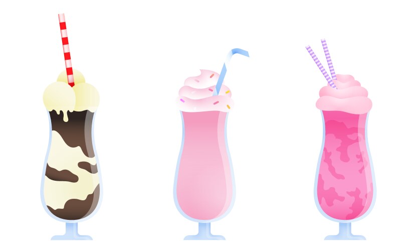 3 milkshake cartoons Royalty Free Vector Image
