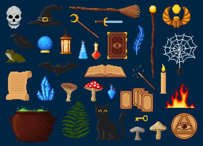 Pixel Art Halloween Vector Images (over 840)