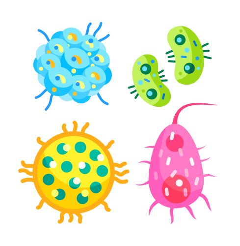 Cartoon microbes and bacteria Royalty Free Vector Image