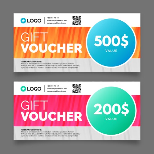 Two coupon voucher design gift template Royalty Free Vector
